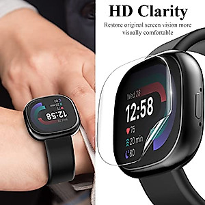 EWUONU [6 Pack Screen Protector Compatible for Fitbit Versa 4/Versa 3/Sense 2//Sense, Flexible Film HD Clear Bubble Free Soft Screen Protector(Not Glass) for Fitbit Sense 2/Sense/Versa 4/3 Smartwatch