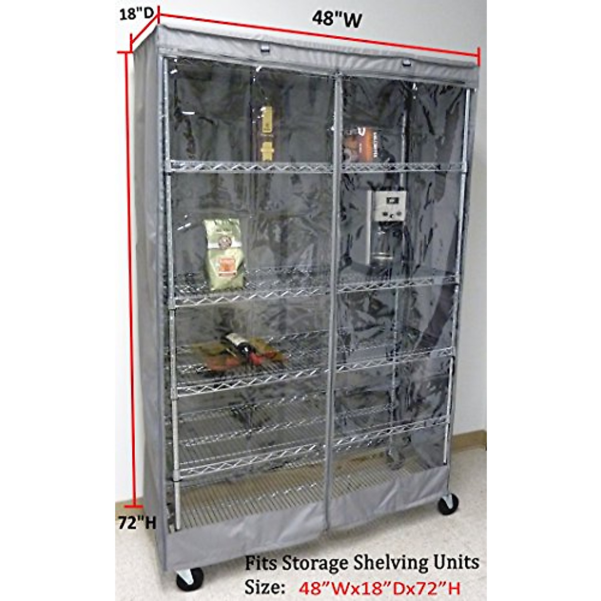 Formosa Covers Storage Shelving Unit Cover, fits Racks 48" Wx18 Dx72 H one Side See Through Panel (Cover only)