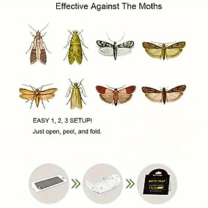 Pantry Moth Glue Traps (8 Packs) Pantry Moth Killer for House Pantry | Non-Toxic and Odorless for Food and Cupboard Moth | Super Strong Glue for Moth Catcher | Black