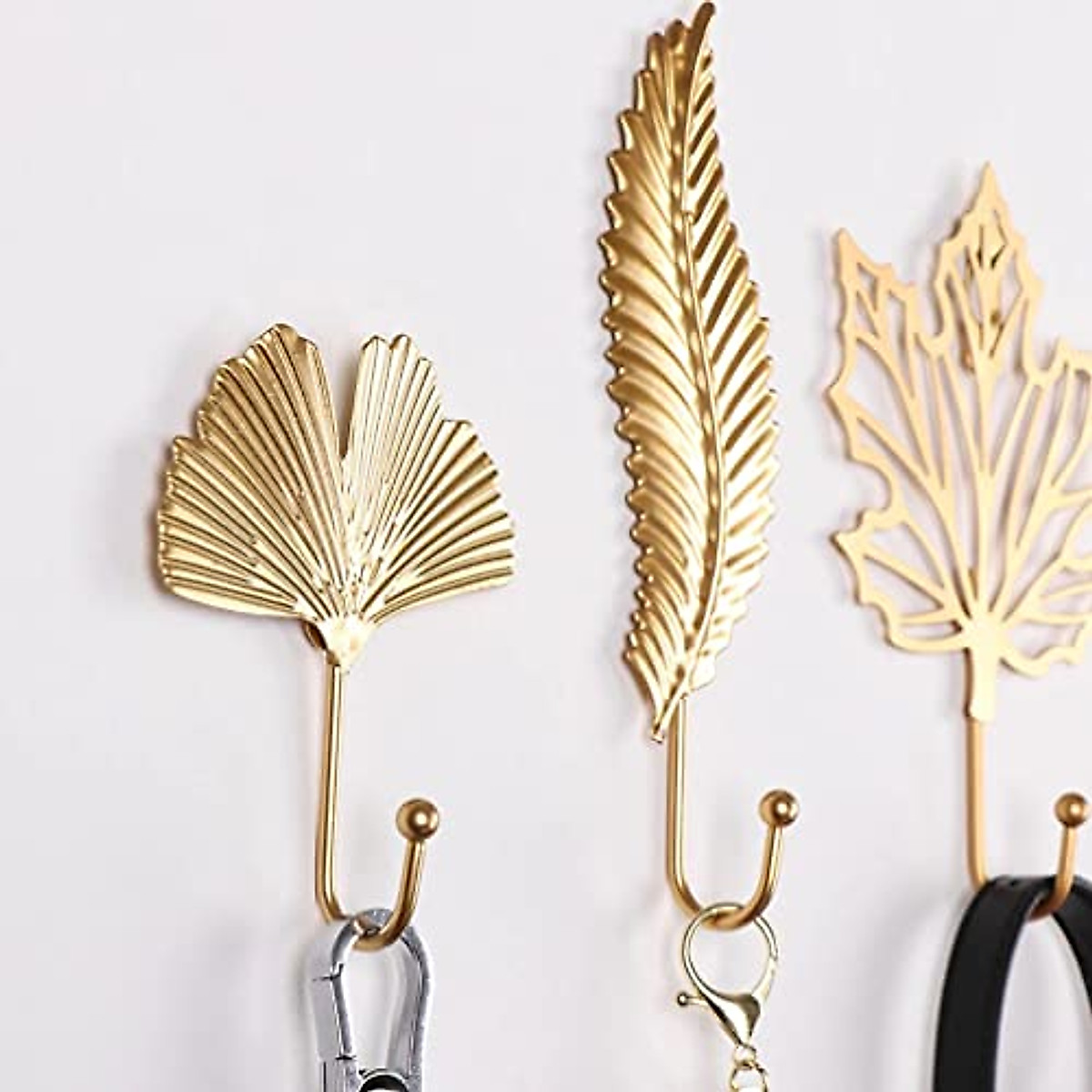 MAGICLULU 7pcs Leaf Shape Metal Hooks Decorative Wall Hooks Iron Key Holder Coat Hanger Purse Hooks Closet Clothes Coat Hat Towel Robes Hook for Kitchen Bathroom Bedroom Office