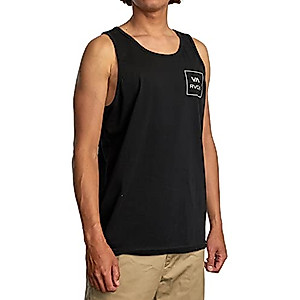 RVCA Men's Graphic Sleeveless Tank Top Shirt, VA ATW Fill/Black, Large