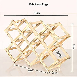 Famolay Wooden Wine Rack, 10 Bottle Free Standing Wine Storage Racks Countertop, Stackable Stand Foldable Tabletop Bottle Holder Cabinets Shelf for Cellar Pantry Home Kitchen Bar
