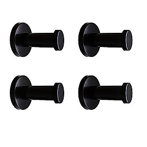 NELXULAS Classic Black Stainless Steel Single Super Heavy Duty Wall Mount Hook, Bath Towel Hooks, Coat Hanger (2", 4 PCS)