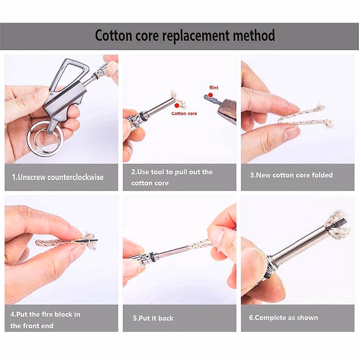 AIKENR Permanent Match, Keychain Flint Metal Matchstick Fire Starter, Waterproof Emergency Flint Fire Starter for Outdoor Camping Survival,Great Gift