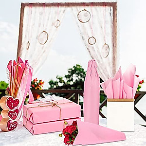 500 Sheets Kraft Tissue Paper for Gift Bags 14 x 20 Inches Recyclable Brown Gift Wrapping Paper Bulk for Weddings Birthday DIY Project Christmas Gift Wrapping Crafts Decor (Light Pink)