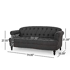 Christopher Knight Home Tracy Contemporary Deep Tufted Sofa with Nailhead Trim, Charcoal
