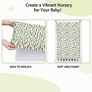 Retro Car Themed Fitted Crib Sheet,Standard Crib Mattress Fitted Sheet Soft & Stretchy Fitted Crib Sheet-Baby Sheet for Boys Girls,28“ x52“,Multicolor
