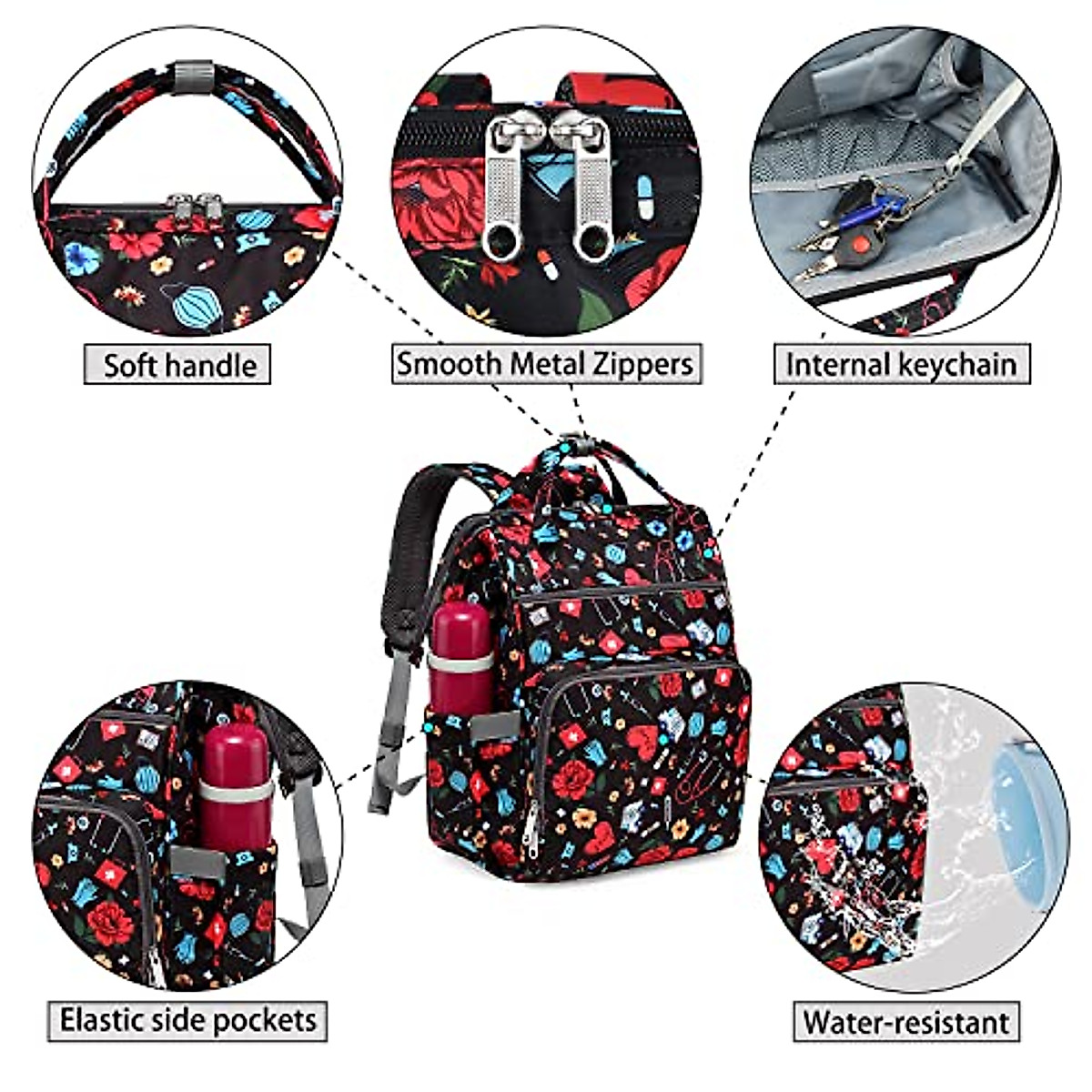 Gatycallaty Nurse Backpack Nursing Bags for Nurses Work Medical Home Health Travel Clinical Bag Nursing Essentials Supplies College Laptop Compartment Pockets Graduation Appreciation CNA