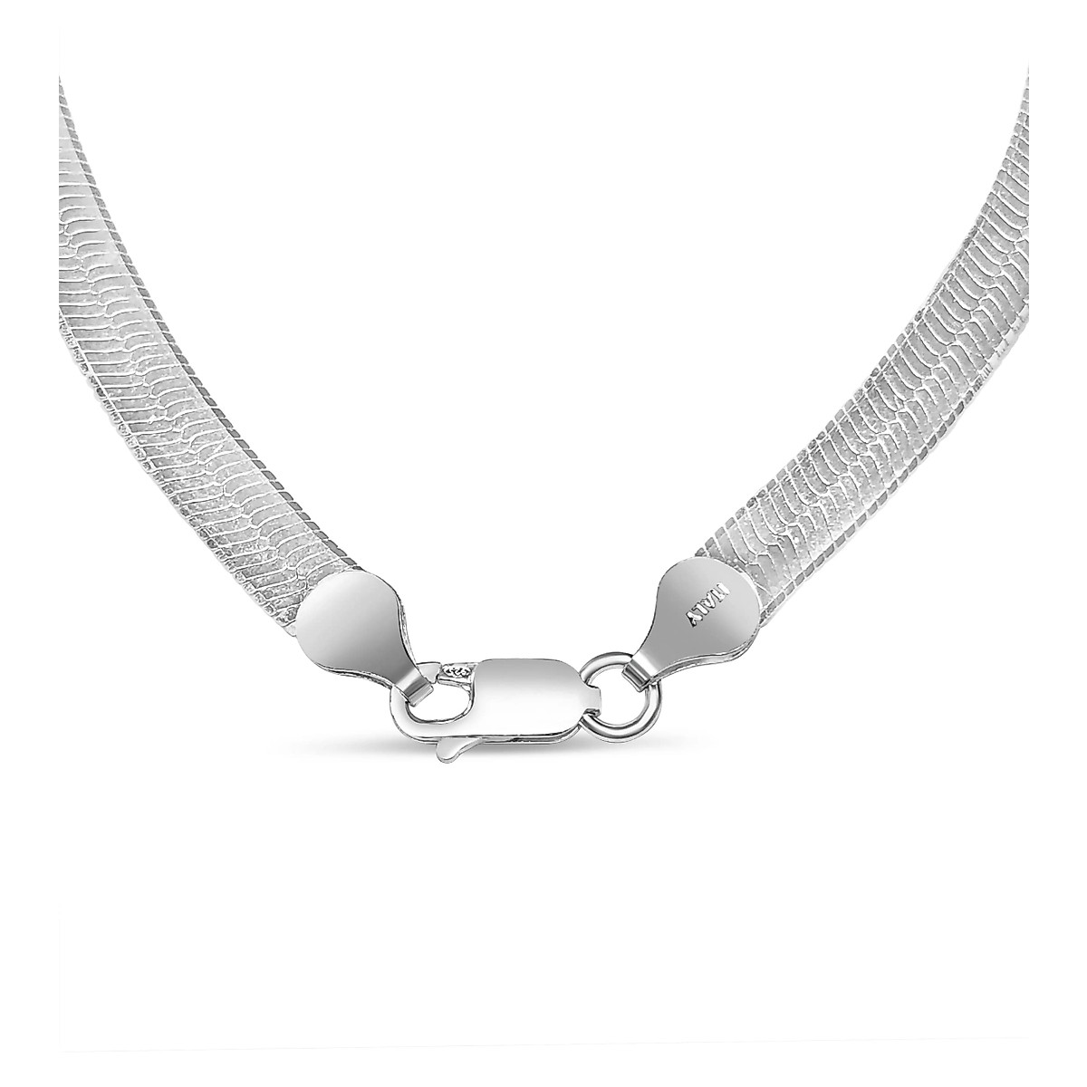 Olive & Chain Sterling Silver Herringbone Chain Necklace, Lobster Clasp, Reflective Surface, Multi-Purpose, 925 Sterling Silver, Hypoallergenic, Comfortable, Unisex