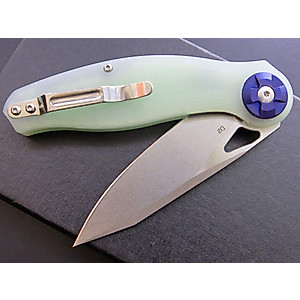 Eafengrow EF76 Ball Bearing Folding Knife for Camping EDC Pocket Knife with G10 Handle & D2 Stone-washed Blade Hunting Outdoor Tool (EF76-jade)