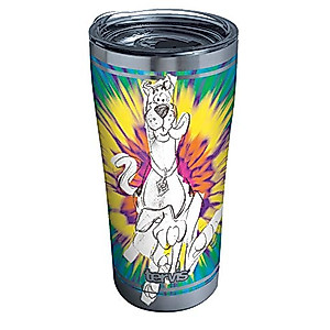 Tervis 1346137 Warner Brothers - Scooby-Doo Stainless Steel Insulated Tumbler with Clear and Black Hammer Lid, 20oz, Silver