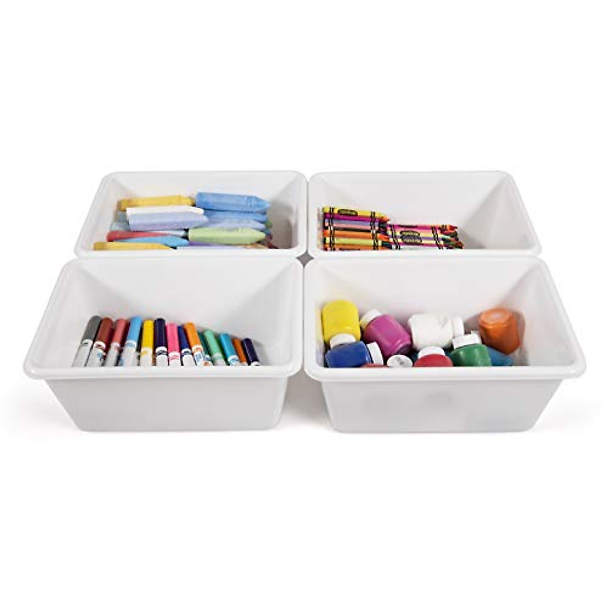 Humble Crew, White Small Plastic Storage Bins, Set of 4