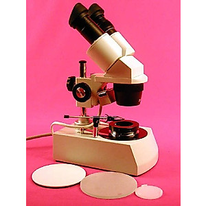 AmScope SE306-P-DK Binocular Stereo Microscope, WF10x Eyepieces, 20X and 40X Magnification, 2X and 4X Objectives, Upper and Lower Halogen Lighting, Reversible Black/White Stage Plate, Pillar Stand, 120V, Includes Darkfield Condenser