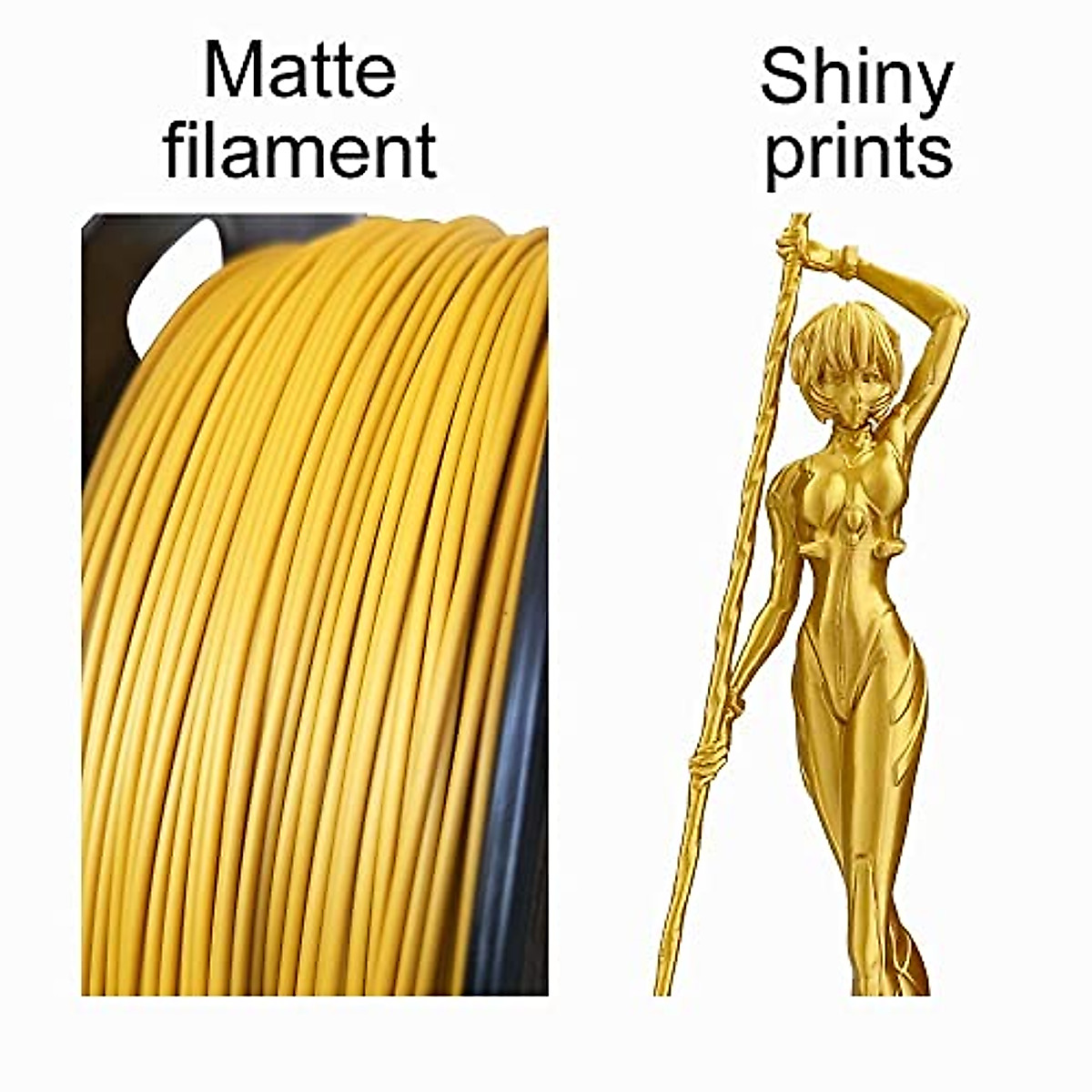 Silk PLA Pro Silk Gold PLA Filament 1.75mm 1KG 3D Printer Filament 3D Printing Materials Silky Shiny Metallic Metal Gold PLA CC3D Silk PLA Filament
