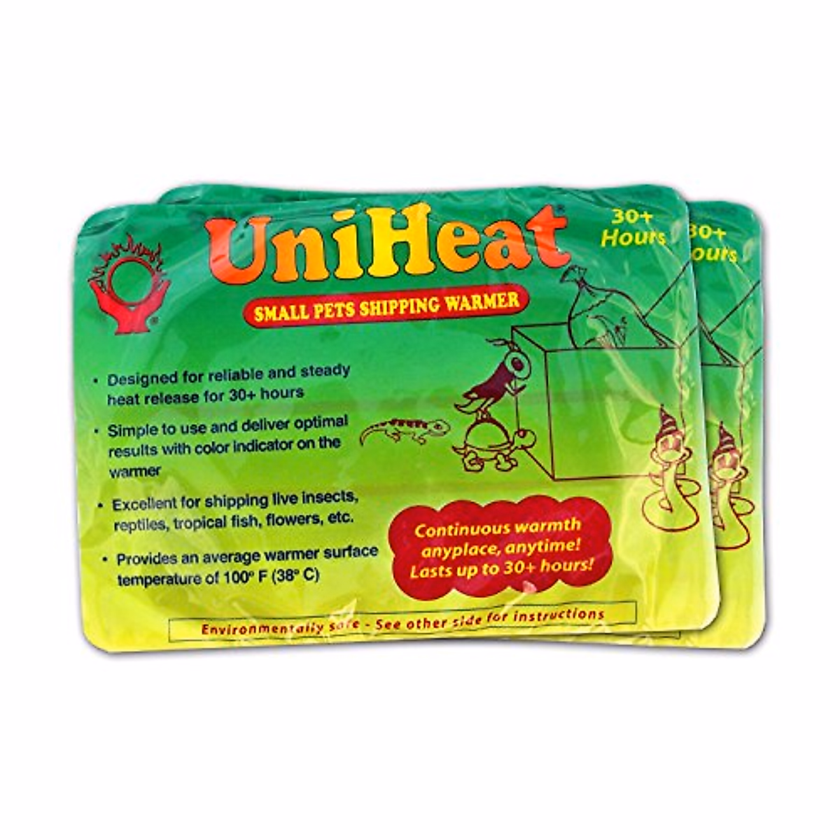 Uniheat Shipping Warmer 30+ Hours, 24 Pack >Plus!< 1-10"x18" Shipping Bag, 30+ Hour Warmth for Shipping Live Corals, Small Pets, Fish, Insects, Reptiles, Etc.