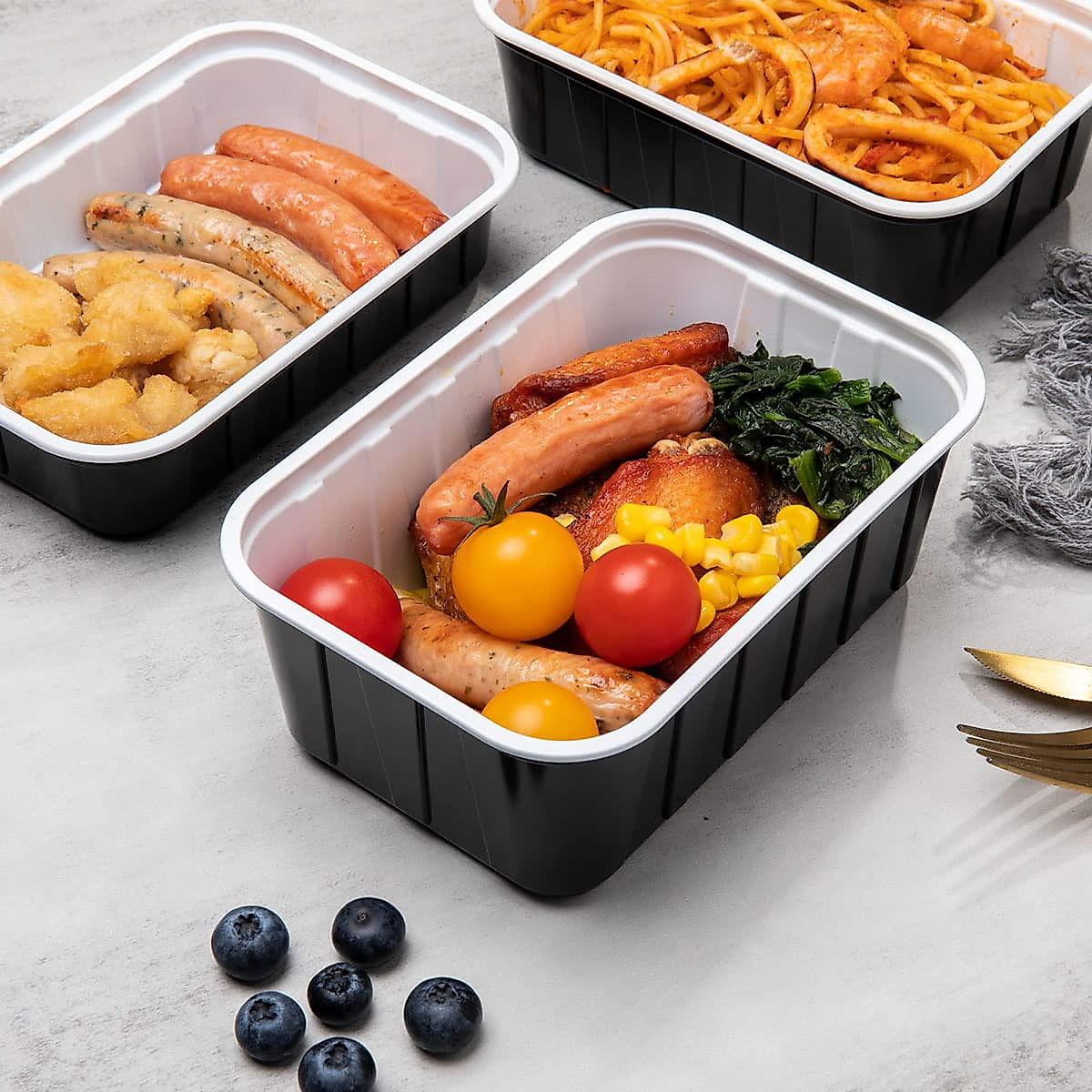 OTOR Bento box Meal Prep Containers with Clear Airtight Lids 17oz Lunch Boxes Deli Container take away food storage Two-color process 25 Sets