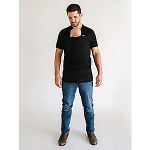 Lalabu Dad Shirt | Original Babywearing T-Shirt with Kangaroo Pouch | Baby Wrap Carrier for Newborns & Infants | Baby Wrap Carrier for Newborns | Essential for New Dads | Pure Black, L, Short Sleeve