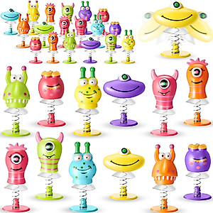 Deekin 24 Pieces Big Eye Animal Toys Spring Launchers Toys Jumping Toys Bouncy Christmas Party Favors for Boys and Girls Classroom Prizes Return Goodie Bag Fillers, 6 Styles
