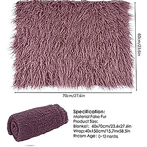 SPOKKI 4 Pcs Newborn Photography Props Outfits- Baby Long Ripple Wrap and Toddler Swaddle Blankets Photography Mat with Cute Headbands for Infant Boys Girls