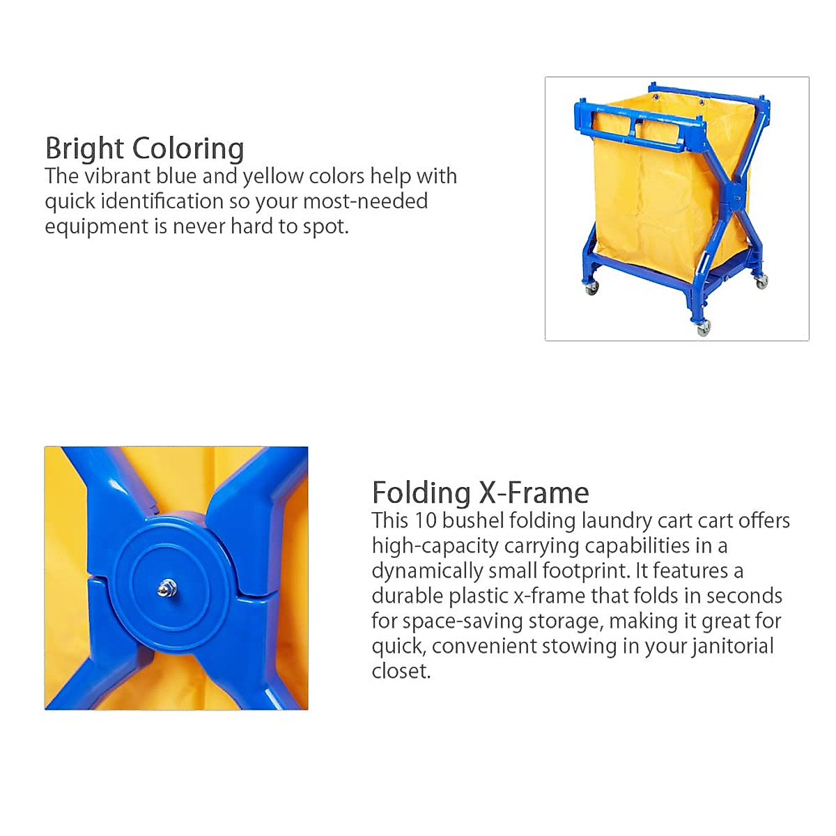 Commercial Laundry Cart with Wheels | 350 LBS Load | Foldable.