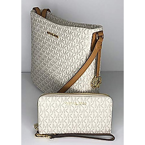 Michael Kors LG Messenger Crossbody bundled with Phone Wristlet (Vanilla/Acorn)