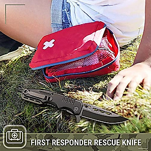 GRAND WAY Bundle of 2 Items - Pocket Folding Knife - Military Style - Boy Scouts Knife - Tactical Knife - Hobby Work Mini Knofe for Men Women - Folding EDC Knife - Kubaton Stocking Stuffers for Men