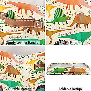 Dinosaur Pattern Storage Basket Bins for Organizing Pantry/Shelves/Office/Girls Room, Cute Animal Storage Cube Box with Handles Collapsible Toys Organizer 13x13
