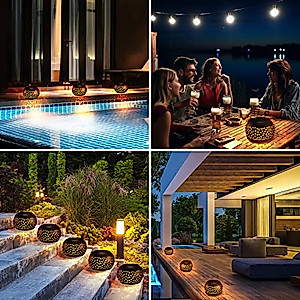 2 Pcs Solar Table Lantern Outdoor Waterproof Flickering Flame Solar Powered LED Light Black Decorative Metal Outdoor Lamp for Outside Indoor Desk Tabletop Bedroom Patio Garden Pathway Yard