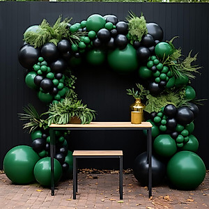 Dark Green White Balloon Garland Double Stuffed Balloons Different Sizes Latex Emerald Green Balloon Pastel Green Balloon Arch Kit for Birthday Baby Shower Christmas Safari Party decorations