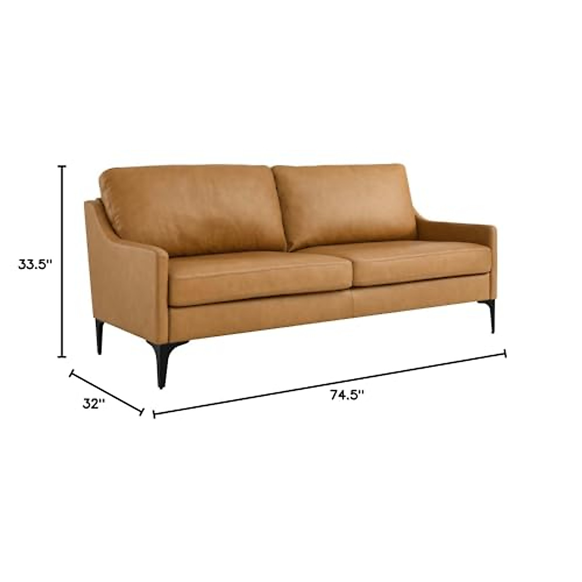 Modway Corland Upholstered Leather, Sofa, Tan