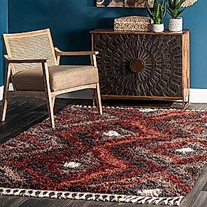 nuLOOM Alexia Abstract Diamond Shaggy Tassel Area Rug, 5' 3" x 7' 6", Multi
