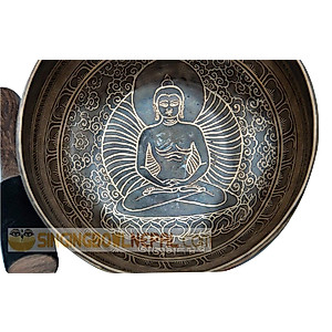 Singing Bowl Nepal-10" Buddha Carved Super Sound Tibetan Yoga Bowl ,Tibetan Handmade Singing Bowl for Meditation, Healing & Music Therapy