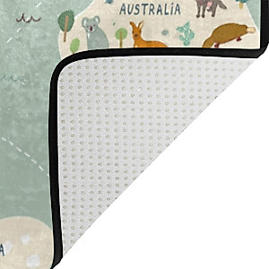Vantaso Soft Foam Area Rugs World Map Animals Non Slip Play Mats for Kids Boys Girls Playing Room Living Room 80x58 inch