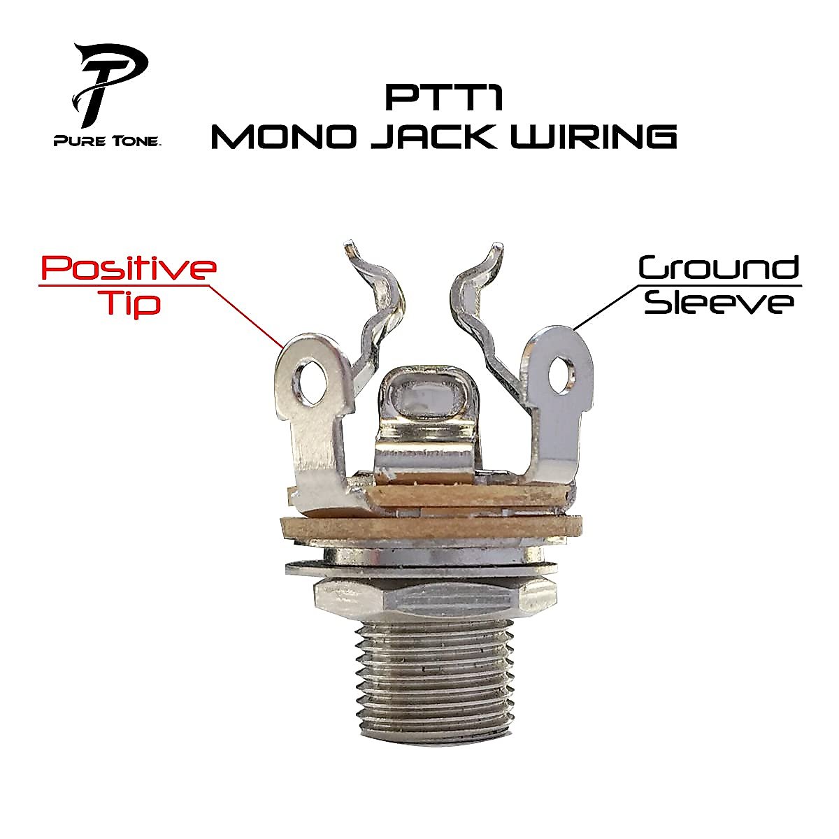 Pure Tone Multi-Contact 1/4 inch Mono Output Jack | Gold | Dual Tension Grounds & Dual Positive Tips for Optimal Signal, Tone & Lowest Possible Noise