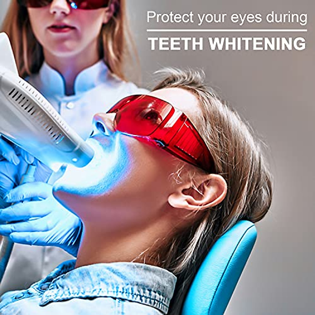 EZGO Dental Lab Safety Glasses, Red Goggle Eyewear, Anti-Fog Protective Eye Shield Safety Glasses for Teeth Whitening Curing Light, Fit Over Glasses for Adults & Kids