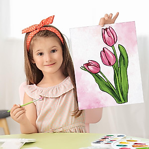 8 Pack 8x10 Inches Flowers Theme Pre Drawn Canvas to Paint, Pre Printed Canvas for Ladies Sip and Paint Party Favor, Pre Sketched Canvas for Painting for Adults