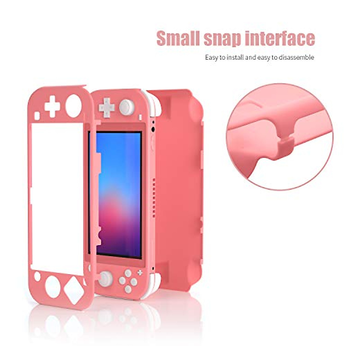 ECHZOVE Comfort Grip Case for Nintendo Switch lite, Protective Hard Case for Nintendo Switch lite Coral
