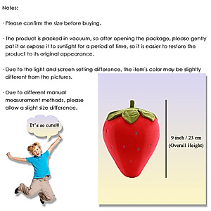 zhidiloveyou Strawberry Plush Red Cute Stuffed Strawberry Toy Fruit Pillow for Kids, 9 inch