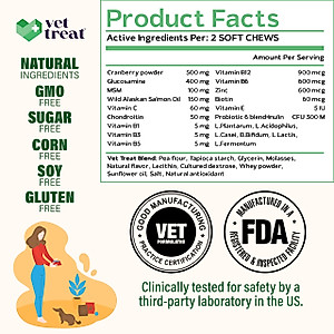 Dog Multivitamin Chewable with Glucosamine -Made in USA- Puppy & Senior Supplement - 120 Treats - Dog Vitamins and Supplements - Skin, Heart, Immunity, Hip & Joint Support + Salmon Oil + Probiotics