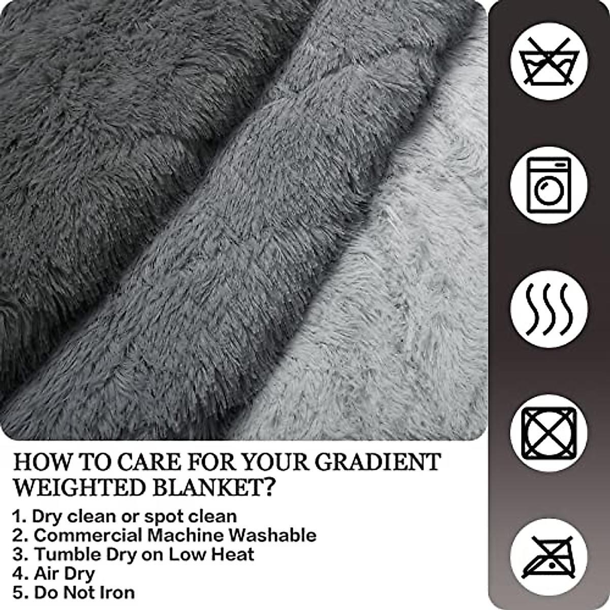 yescool Faux Fur Weighted Blanket 60"x80" 20lbs,Fuzzy Cozy Shaggy Weighted Blanket Queen Size for Adult，Fluffy Sherpa Comfy Heavy Blanket for Women Men,Warm Soft Plush Grey Blanket for Couch Sofa Bed
