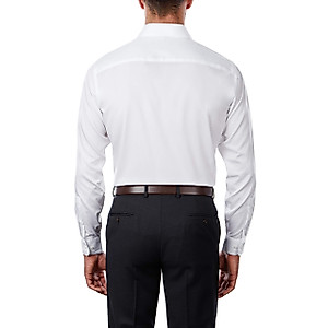 Calvin Klein Men's Regular Fit Non Iron Herringbone Spread Collar Dress Shirt, White, 16.5" Neck 32"-33" Sleeve