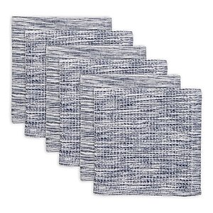 DII Recycled Cotton Kitchen Collection Absorbent Tonal Waffle, Navy, Dishcloth Set, 12x12, 6 Piece