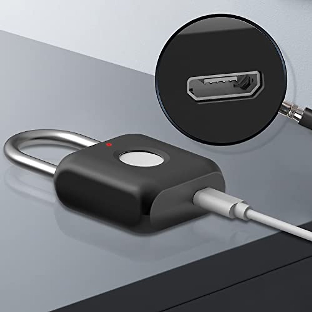 Fingerprint Padlock eLinkSmart App Locker Lock Fingerprint & Phone App, Remotely Authorized, Unlock Record, Schedule, Bluetooth Lock for Gym Locker, School Locker, Backpack, Suitcase, Luggage, Black