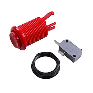 Easyget 6 Pcs/Set HAPP Type Standard Arcade Push Button with Microswitch for Mame/Jamma/Arcade Video Games - 30MM Arcade Buttons (Red)
