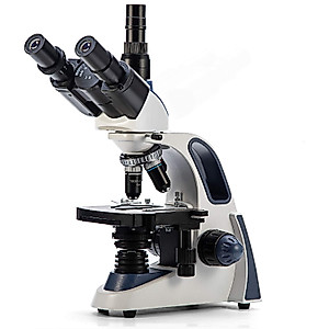 Swift Compound Trinocular Microscope SW380T,40X-2500X Magnification,Siedentopf Head,Two-Layer Mechanical Stage,with 1.3mp Camera and Software Windows/Mac Compatible