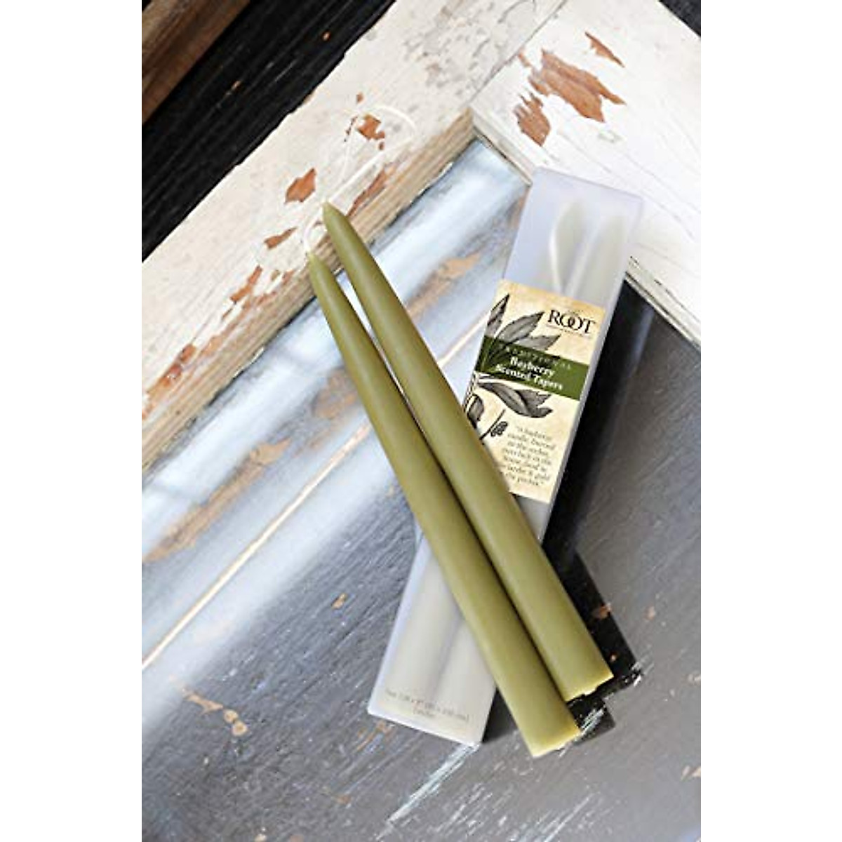 Root Candles Scented Hand-Dipped Taper 9-Inch Dinner Candles, 2-Count, Bayberry