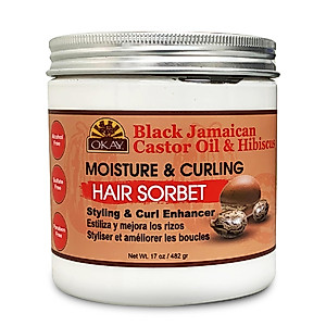 OKAY BLACK JAMIACAN CASTOR OIL MOISTURE and CURLING HAIR SORBET 17.oz / 482 gr.