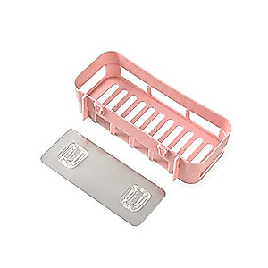 Self-Adhesive Bathroom Plastic Basket Punch Free Wall Mounted Kitchen Drain Box Shelf Toilet Storage Rack Organizer Adhesive Bathroom Plastic Basket