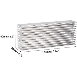 tatoko Aluminum Chipset Heatsink, 100mm (L) x40mm(W) x20mm (H) Heat Sink Cooling Fin for High Power Amplifier Transistor Semiconductor 2PCS