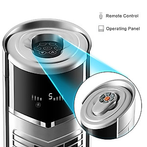 Xbeauty Tower Fan Oscillating 360 Degrees Ionizer Standing Fan 3 Wind Modes 8 Wind Speeds Quiet Bladeless Fan with Timer & Remote Control for Bedroom/Living room (Silver)